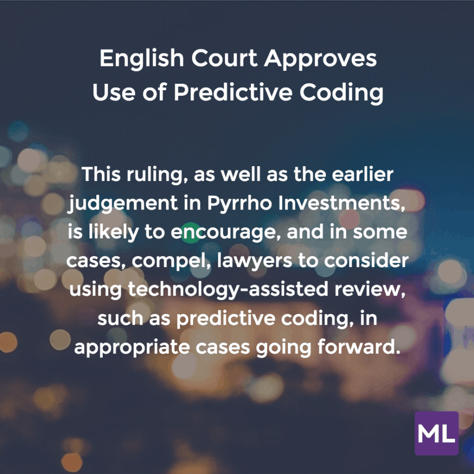 English Court Approves Use of Predictive Coding